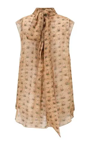 INTO THE EAST Rose Turtleneck Ribbon Silk-blend Vest