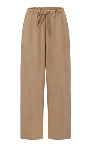 INTO THE EAST Woven Linen Tapered Pants - Brown