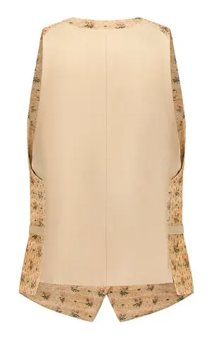 INTO THE EAST Rose V-neck Belted Silk-linen Vest
