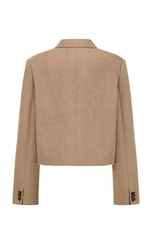 INTO THE EAST Woven Single Button Linen Blazer
