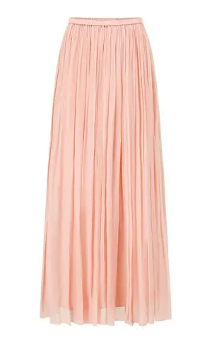 INTO THE EAST Gathered Silk Maxi Skirt - Light Pink