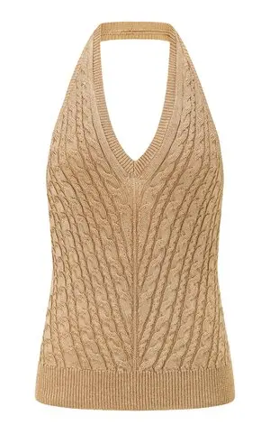 INTO THE EAST Cable Knit Halter Top