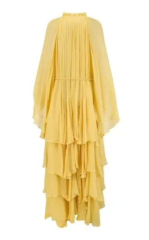 INTO THE EAST Gardenia Ruffle Silk Maxi Dress