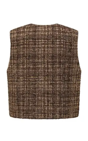 INTO THE EAST Plaid Tweed Handcrafted Edge Cotton Vest