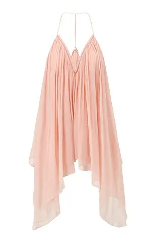 INTO THE EAST Deep-v Gathered Silk Camisole Top - Light Pink