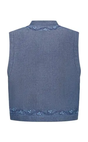 INTO THE EAST Embroidered Linen Vest