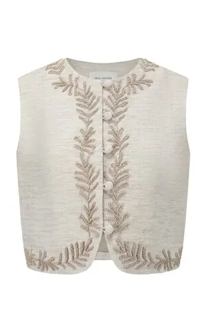INTO THE EAST Embroidered Linen Vest