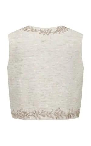 INTO THE EAST Embroidered Linen Vest
