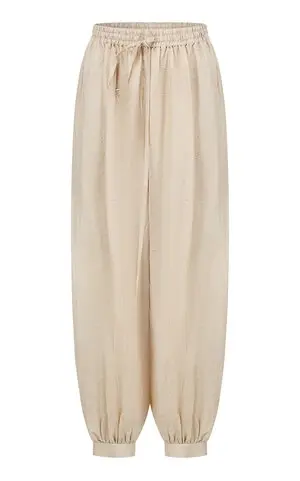 INTO THE EAST Dupioni Silk Tapered Casual Pants - Brown