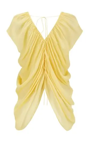 INTO THE EAST Gardenia Draped Silk Top
