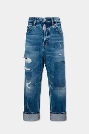 Dsquared2 Dark Wash Distressed Patchwork Jeans - Blue