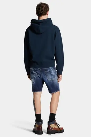 Dsquared2 Medium Wash Denim Shorts With Red Spot Detail