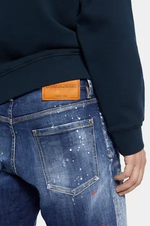 Dsquared2 Medium Wash Denim Shorts With Red Spot Detail