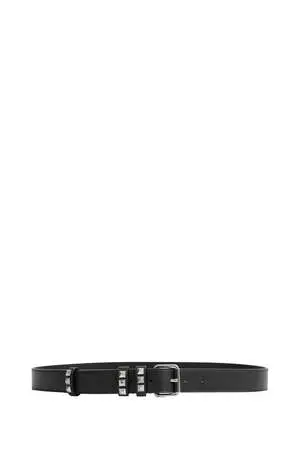 Valentino Garavani Studded Calfskin Leather Belt - Black