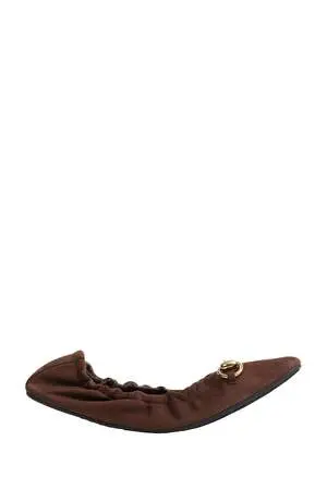 Gucci Prima Ballet Flats In Nubuck Leather With Horsebit Detail