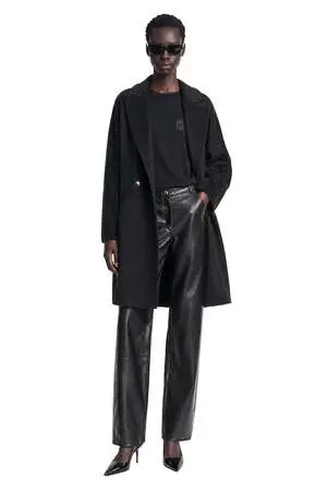Max Mara Double-breasted Wool Broadcloth Coat - Black
