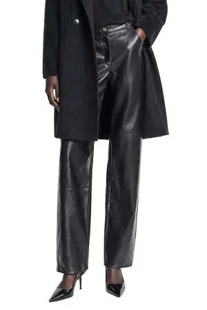 Max Mara Nappa Leather Barrel-leg Trousers - Black
