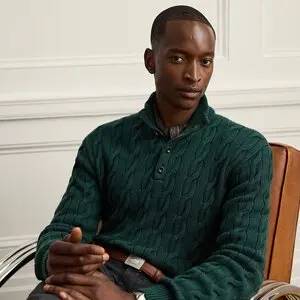 Ralph Lauren Cable-knit Cashmere Mockneck Sweater - Ivy Green