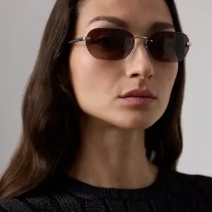 Ralph Lauren Western Rectangle Sunglasses Shiny Silver