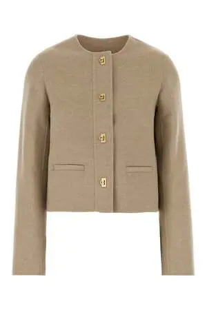 FERRAGAMO Sand Wool Blend Blazer - Brown