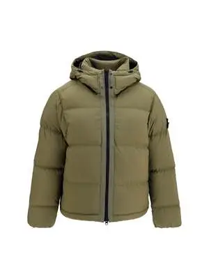 STONE ISLAND Detachable Hood Down Jacket - Green