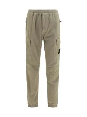Stone Island Cargo Pants With Elasticated Cuffs And Logo Patch - Green