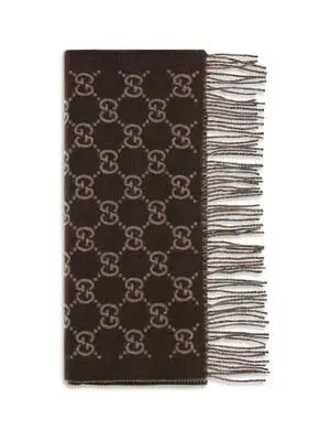 Gucci Gg Cashmere Scarf - Brown