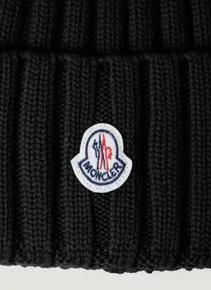 Moncler Logo Patch Beanie Hat
