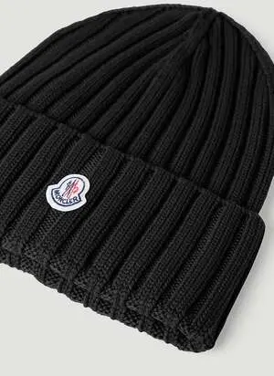 Moncler Logo Patch Beanie Hat