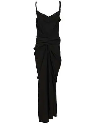 Rick Owens Long Draped V-neck Gown - Black