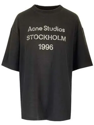 Acne Studios Organic Cotton And Hemp T-shirt With Logo Print - Black