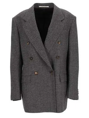 Tagliatore Loreley Double-breasted Houndstooth Blazer - Gray