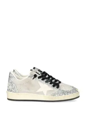 GOLDEN GOOSE Ballstar Glitter Finish Sneakers - Silver