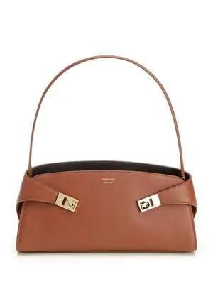 FERRAGAMO Hug Leather Shoulder Bag - Brown