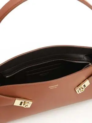 FERRAGAMO Hug Leather Shoulder Bag - Brown