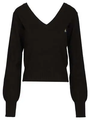 VIVIENNE WESTWOOD Beatrice Cotton And Cashmere V-neck Sweater - Black