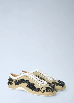 Dries Van Noten Embroidered Lace-up Canvas Sneakers - Multicolor