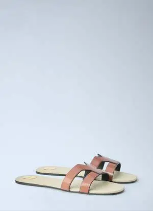 Saint Laurent Mabrouka Leather Slide Sandals