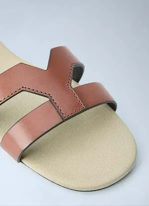 Saint Laurent Mabrouka Leather Slide Sandals