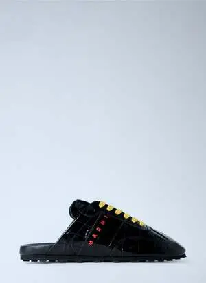 Marni Lace Up Leather Mules - Black