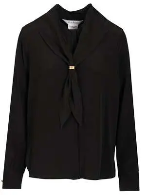 Max Mara Max Mara Silk Shirt With Scarf Detail Black