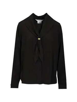 Max Mara Silk Shirt With Scarf Detail - Black