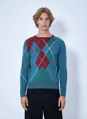 VIVIENNE WESTWOOD Argyle Fine Knit Sweater - Blue