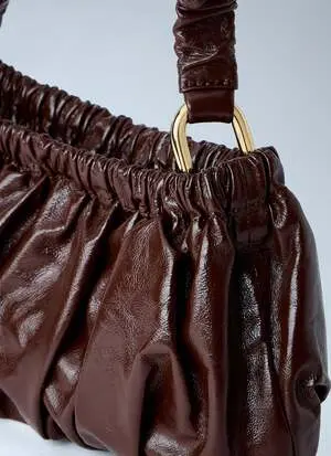 Marni Ruched Leather Shoulder Bag - Brown