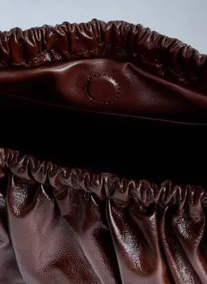 Marni Ruched Leather Shoulder Bag - Brown