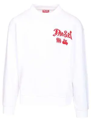 DIESEL® S-boxt-aa2 Cotton Sweatshirt With Graphic Print - White