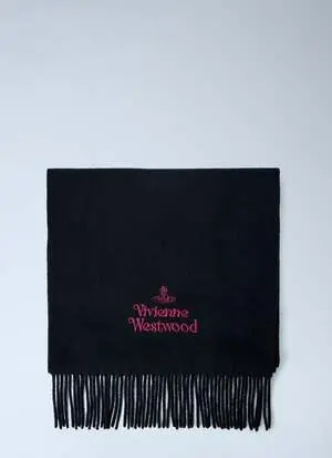 VIVIENNE WESTWOOD Embroidered Fringe Scarf - Black