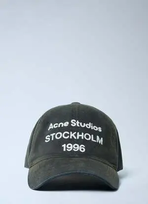 Acne Studios Cotton Twill Baseball Cap With Logo Motif - Black