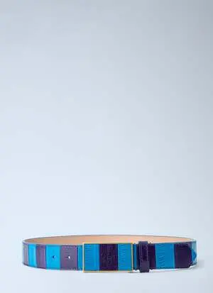 Dries Van Noten Striped Leather Belt - Blue