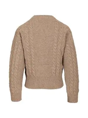 Max Mara Alben" Wool Sweater With Crew Neck And Ribbed Details - Cream